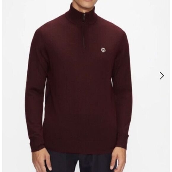 Ted Baker | Sweaters | Ted Baker Mens Xlpullover Burgundy Half Zip Long ...